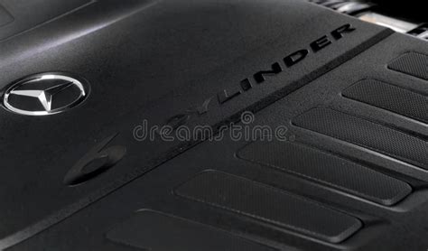 Closeup Shot Of A Black Mercedes Benz S Class Six Cylinder Engine