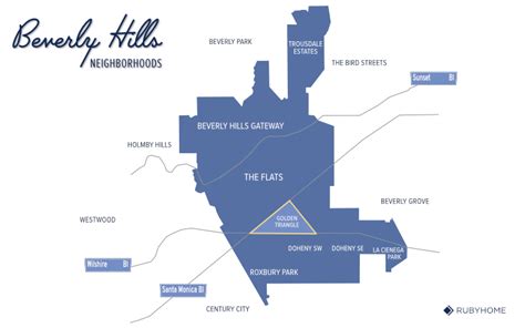Mapa Del área De Beverly Hills California Area Codes 310 And 424