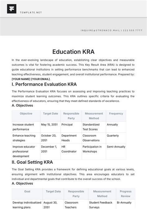 Free Kra Key Result Areas Templates To Edit Online