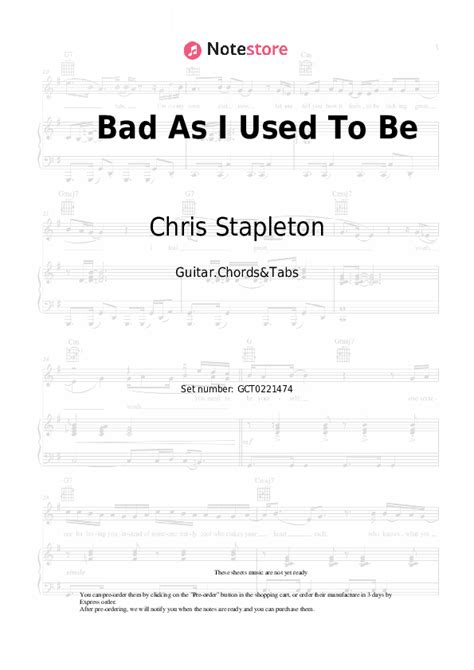 Bad As I Used To Be Chris Stapleton Chords And Guitar Tabs At Note