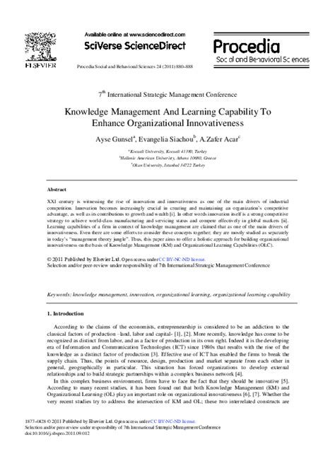 Pdf Knowledge Management And Learning Capability To Enhance