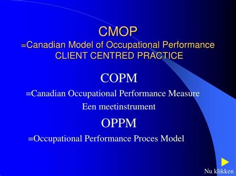 Ppt Cmop Canadian Model Of Occupational Performance Client Centred Practice Powerpoint
