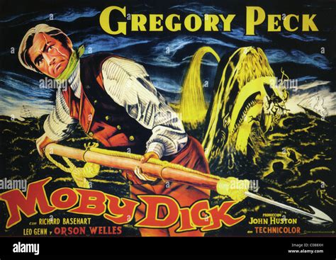 Moby Dick Spanish Poster For 1956 Mgm Film With Gregory Peck Stock