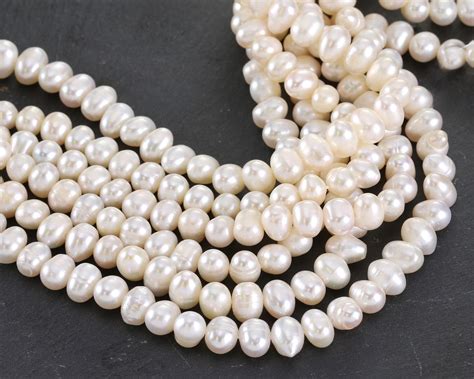 Pearly White Freshwater Potato Pearl 6 65x6 75mm