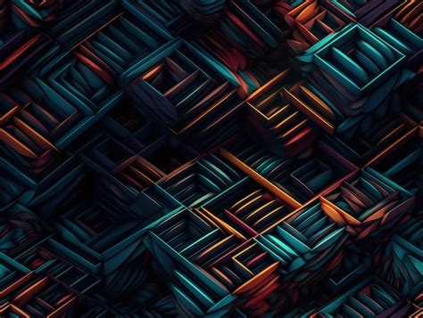 Premium Ai Image Dark Abstract Geometric Grid Pattern Seamless