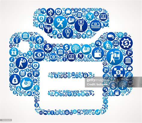 Printer Money Blue Icon Pattern Background High Res Vector Graphic