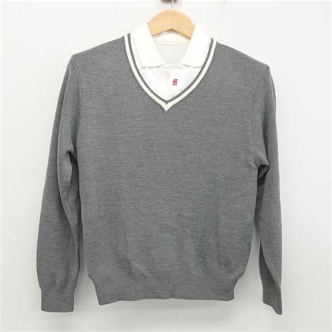 【中古】兵庫県 湊翔楠中学校 女子制服 2点 ニット・シャツ Sf091017 中古制服通販パレイド