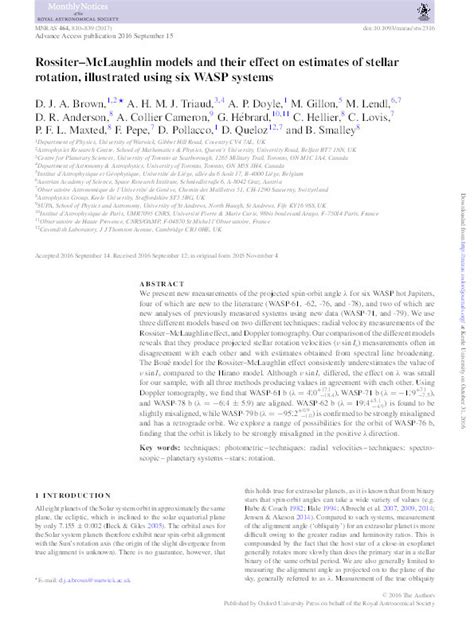 Rossiter Mclaughlin Models And Their Effect On Estimates Of Stellar