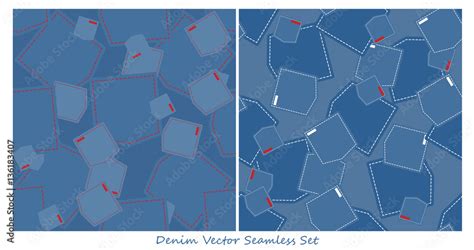 Denim Seamless Vector Set Wrapping Tiling Vector Backgrounds