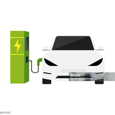 전기 자동차 급유 아이콘 기호 Ev 자동차 녹색 하이브리드 차량 충전 지점 로고 타입 친환경 차량 개념 벡터 일러스트 레이 션 0명에 대한 스톡 벡터 아트 및 기타 이미지