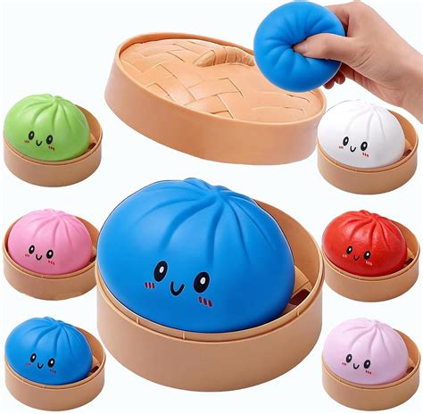 Giant Dumpling Squishy 4 Inch Jumbo Dumpling Stress Ball Rainbow