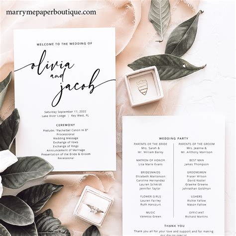 Wedding Program Template Modern Wedding Ceremony Program Etsy