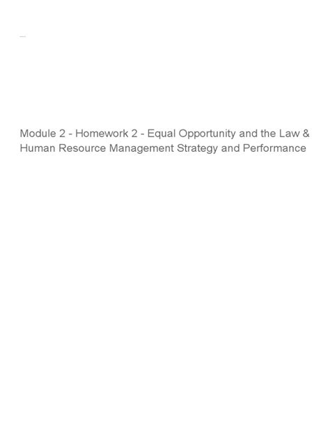 Module 2 Homework 2 Equal Opportunity And The Law Pdf