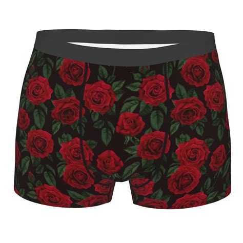 Disketp Rose Mens Boxer Briefs Soft And Breathable Cotton Underwear