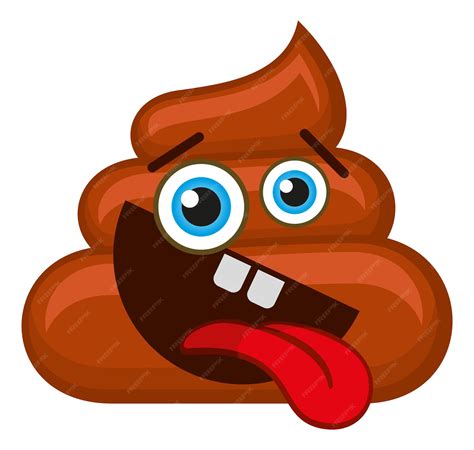 Emoji De Caca Tonta Caca Marrón Divertida Con Ojos Locos Y Lengua