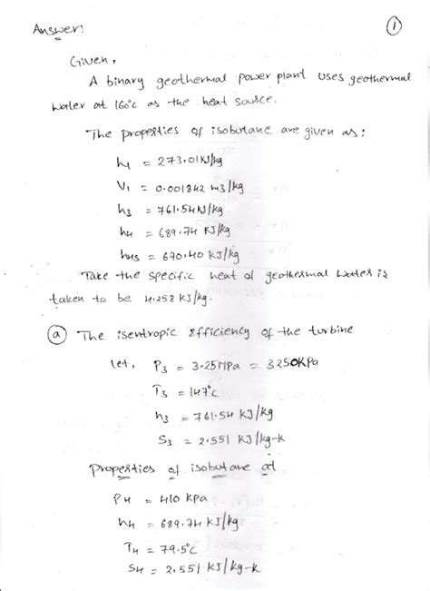 A Binary Geothermal Power Plant Uses Geothermal Water At 160°c As The