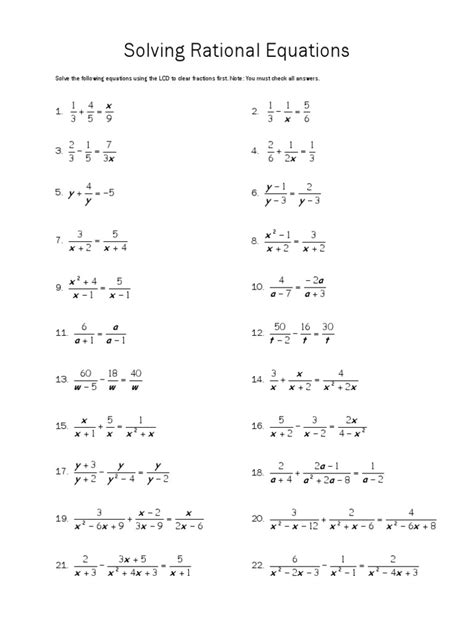 Microsoft Word 8 Solving Rational Equations Pdf