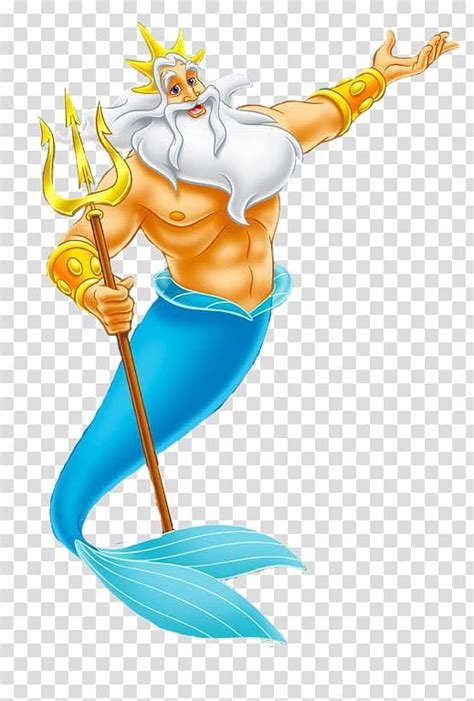 Merman Holding Staff Illustration Ariel King Triton Sebastian Queen