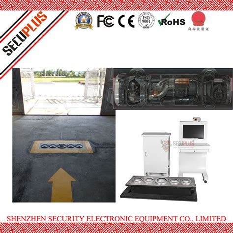 fixed vehicle undercarriage scanning inspecting surveillance system for
