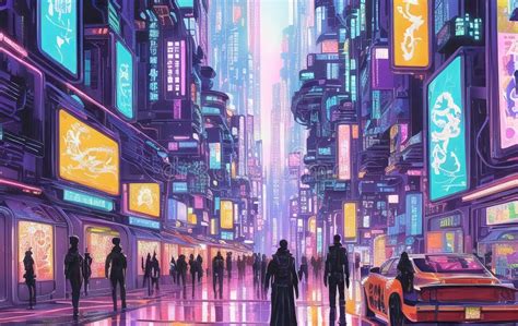 Cyberpunk Poster 80s Style Retro Style Neon Futuristic Landscape