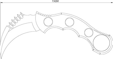 Karambit Template Knife Cs Drawing Printable Cardboard Templates Paper