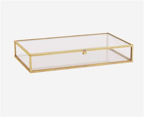 Gold Frame Glass Card Box Medium Topknot Style Decor