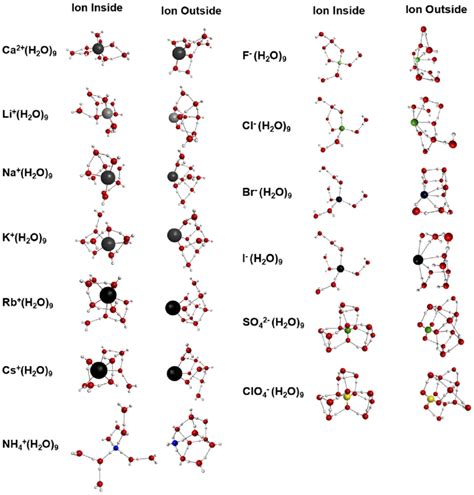 The Cation Left Column And Anion Right Column Water Cluster