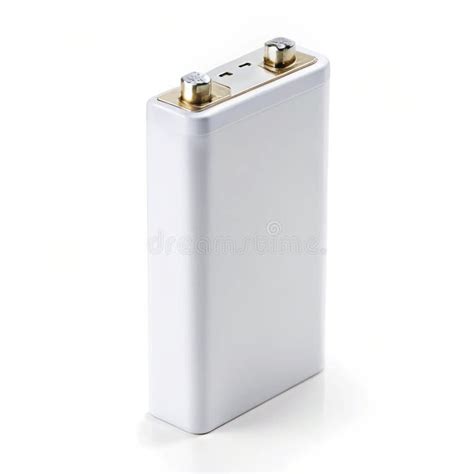 White Rectangular Battery Isolated On White Background Stock