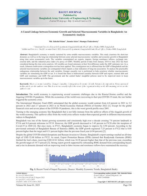 Pdf A Causal Linkage Between Economic Growth And Selected