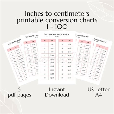 Cm To Inches Printable Conversion Chart This Inches Conversion Table