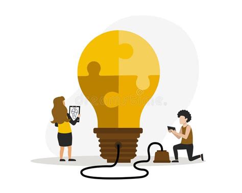 Two Coworkers Involved In Assemblage Of Jigsaw Puzzle Stock Vector