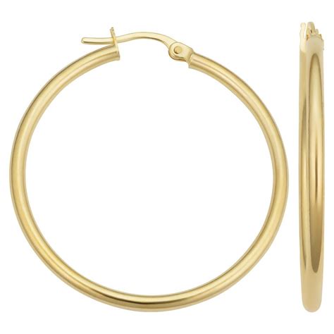 14 Karat Yellow Gold Round Tube Hoop Earrings At 1stdibs White Gold