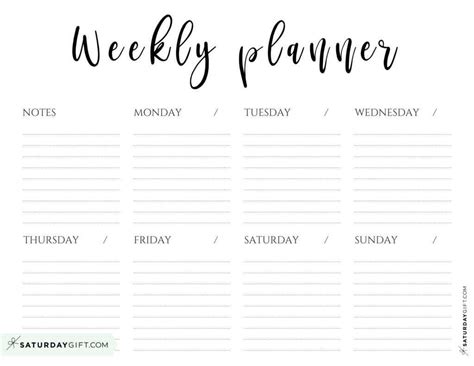 Free Printable Weekly Calendar Template For Easy Planning