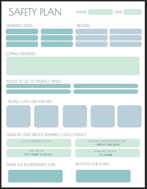 Safety Plan Etsy Planer Planer Vorlagen Spass