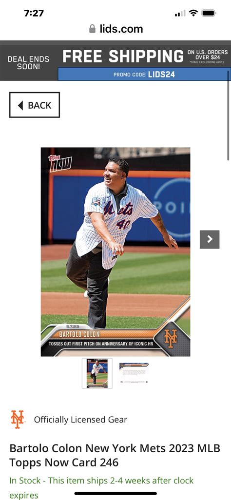 Bartolo Colón First Pitch Topps Now Card