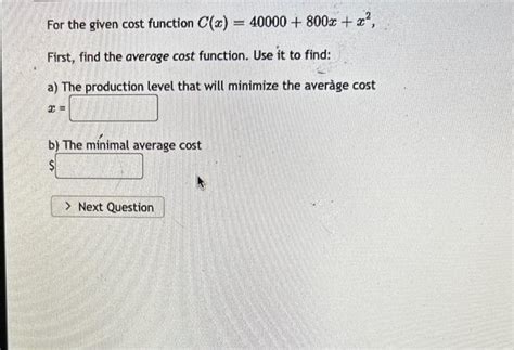 solved for the given cost function c x 40000 800x x2