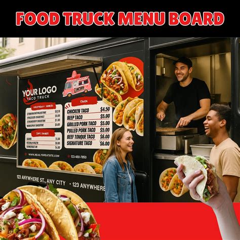 Editable Taco Truck Menu Board Template Street Food Vendor Design