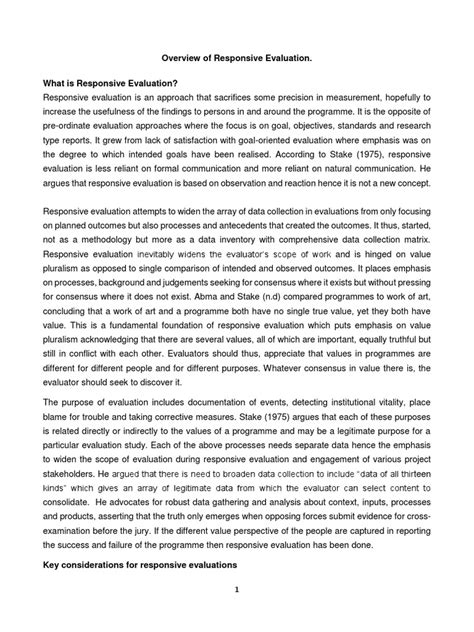 Responsive Evaluation Pdf Program Evaluation Stakeholder Corporate