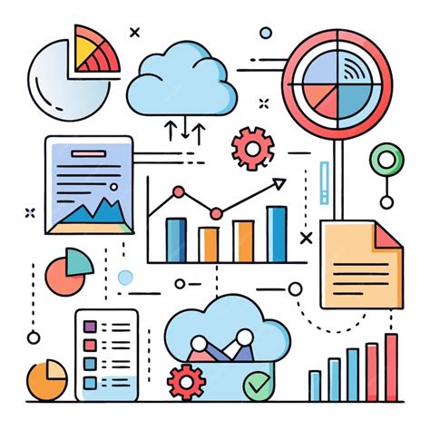 Colorful Infographic With Graphs Charts And Cloud Computing Symbols