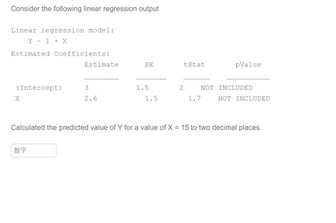 solved consider the following linear regression output