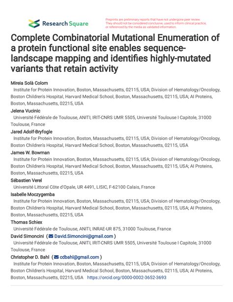 Pdf Complete Combinatorial Mutational Enumeration Of A Protein