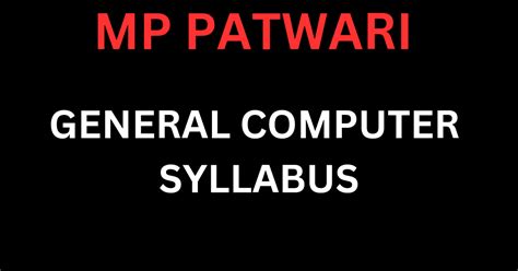 Mp Patwari Computer Syllabus Mppscpeb