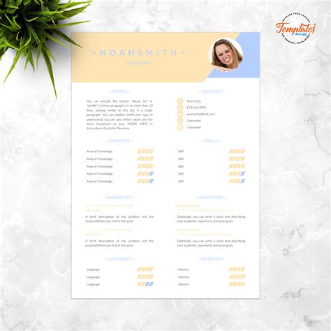 Creative Resume Template With Photo Cover Modern Cv Template Editable With Word And Pages 1 2
