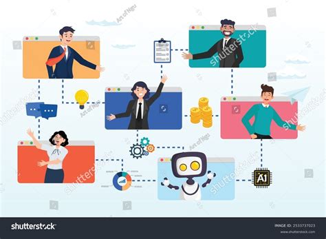 Office Workflow Diagram Working Process Organization Stock Vector