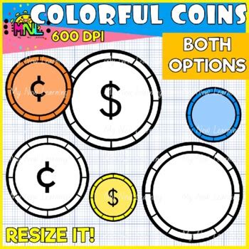 Colorful Coins Money Clipart Set By My New Learning Tpt