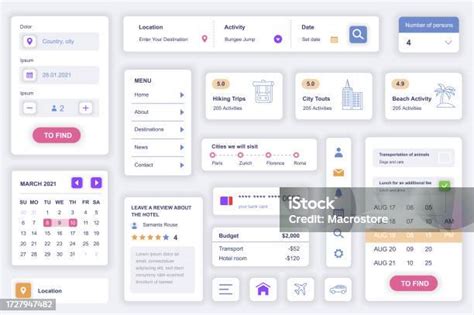 User Interface Elements Set For Travel Agency Mobile App Kit Template