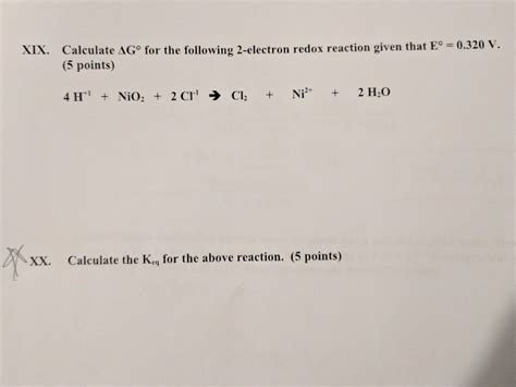 Solved Calculate Delta G Degree For The Following 2 Electron