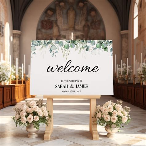 Editable Wedding Welcome Sign Template Eucalyptus Welcome Etsy