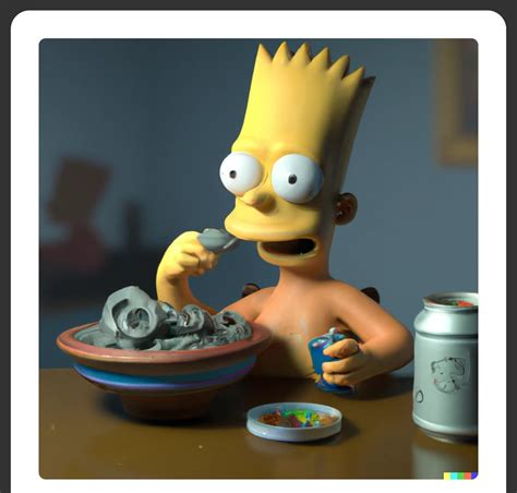 Bart Simpson Eating A Bowl Of Grey Stuff Try The Grey Stuff Its