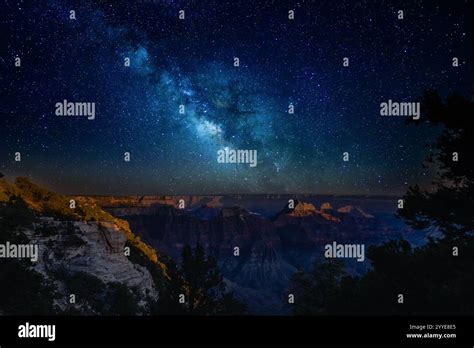 The Milky Way Rises Over The Grand Canyon North Rim On A Clear